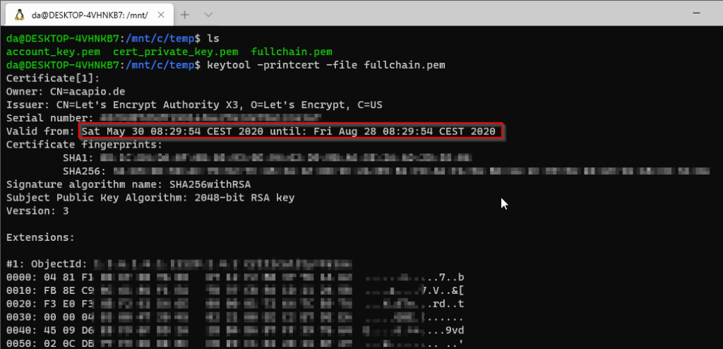 LetsEncrypt PEM Dateien überprüfen – AndyDunkel.net